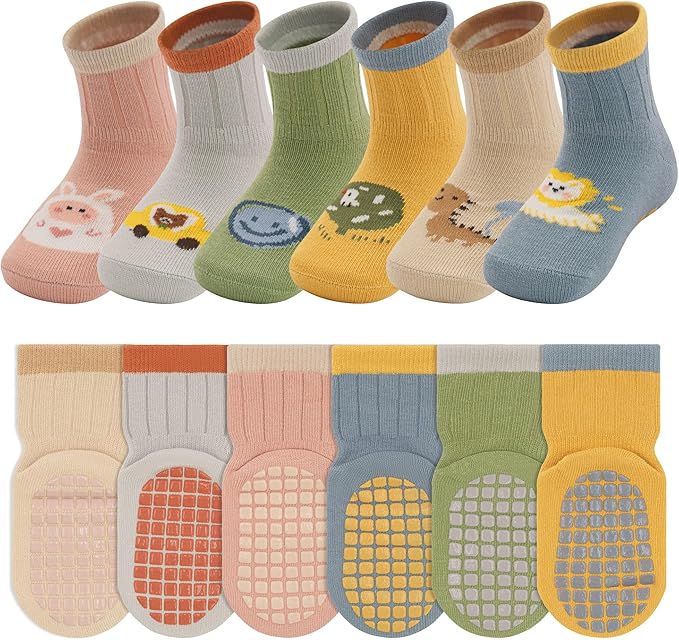 Anti Slip Socks for Kids 6 Pairs Cutties and Giggles